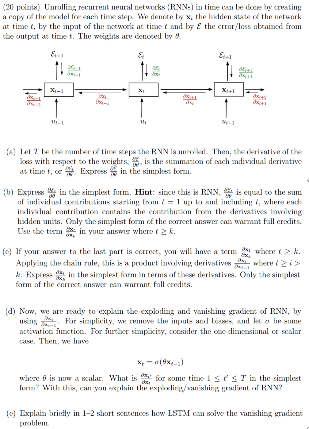 20 Points Unrolling Recurrent Neural Networks 7420