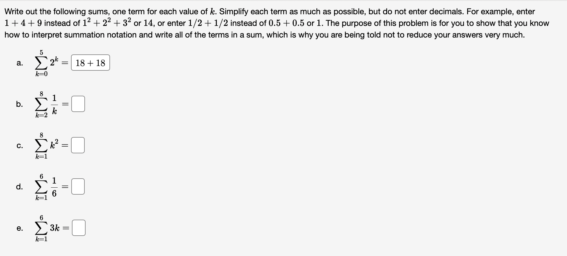 Solved Write out the following sums, one term for each value | Chegg.com