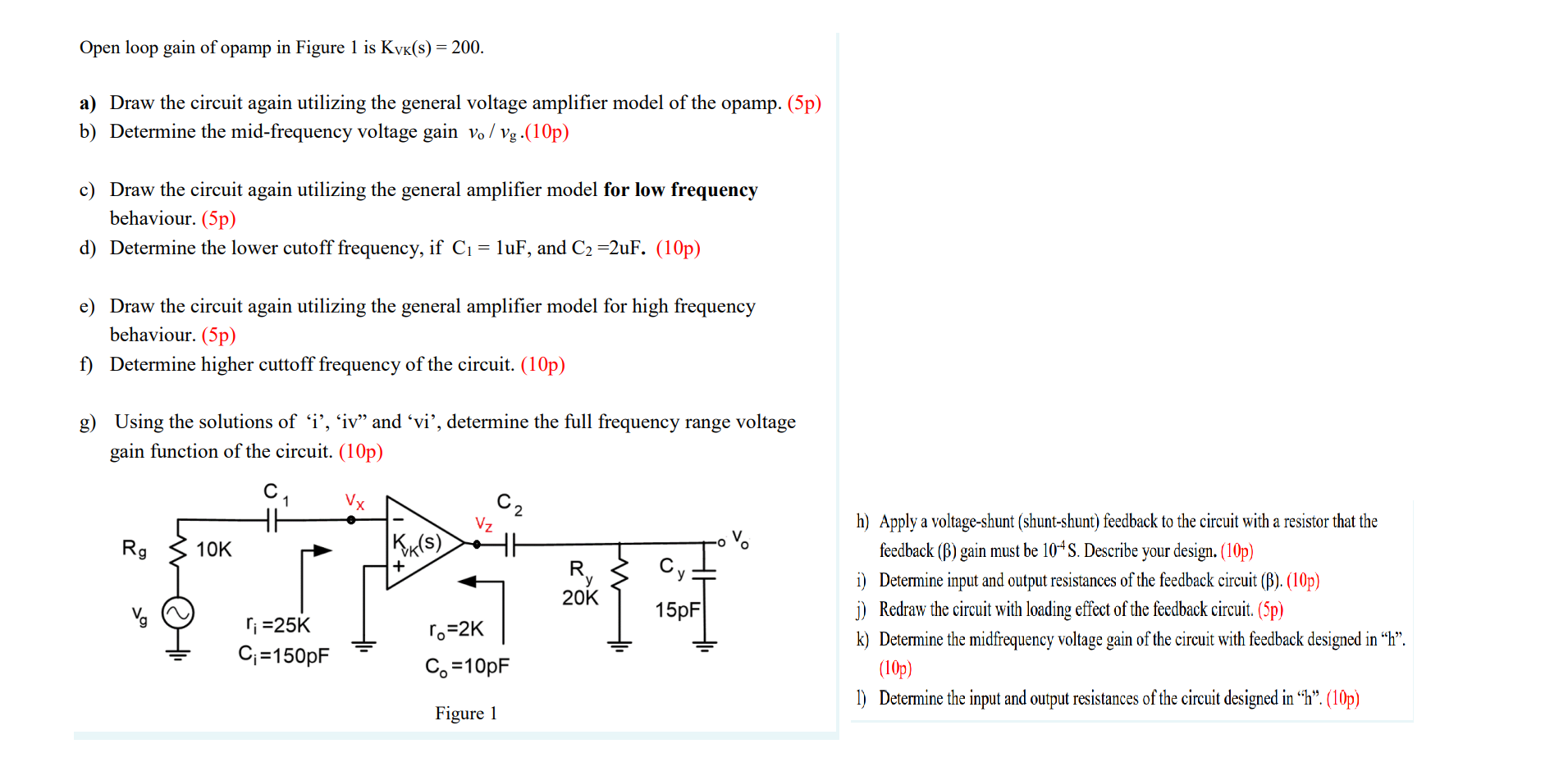Solved Open loop gain of opamp in Figure 1 is Kyk(s) = 200. | Chegg.com