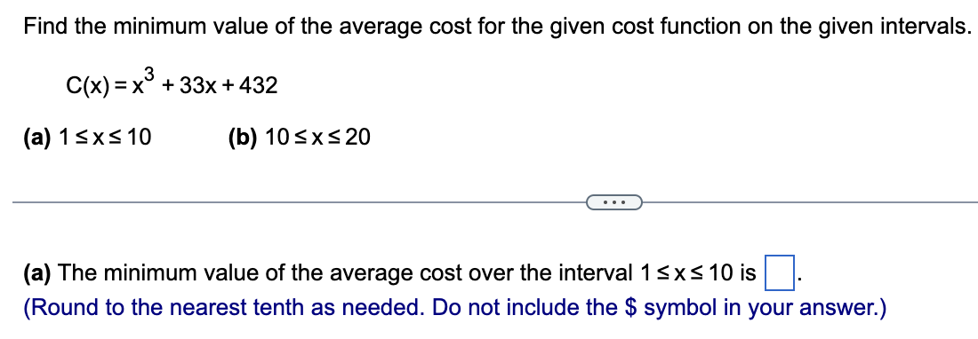 Find the minimum value of the average cost for the | Chegg.com