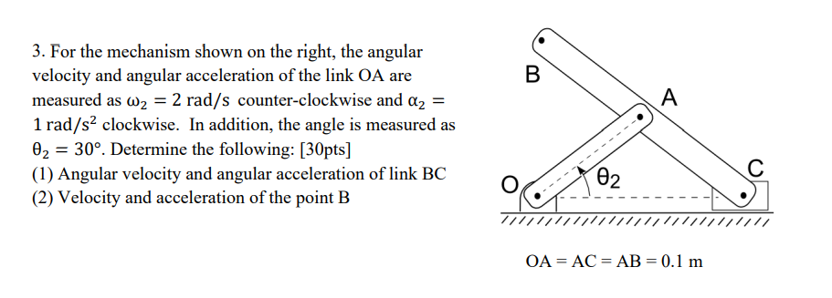 Solved For the mechanism shown on the right, the angular | Chegg.com