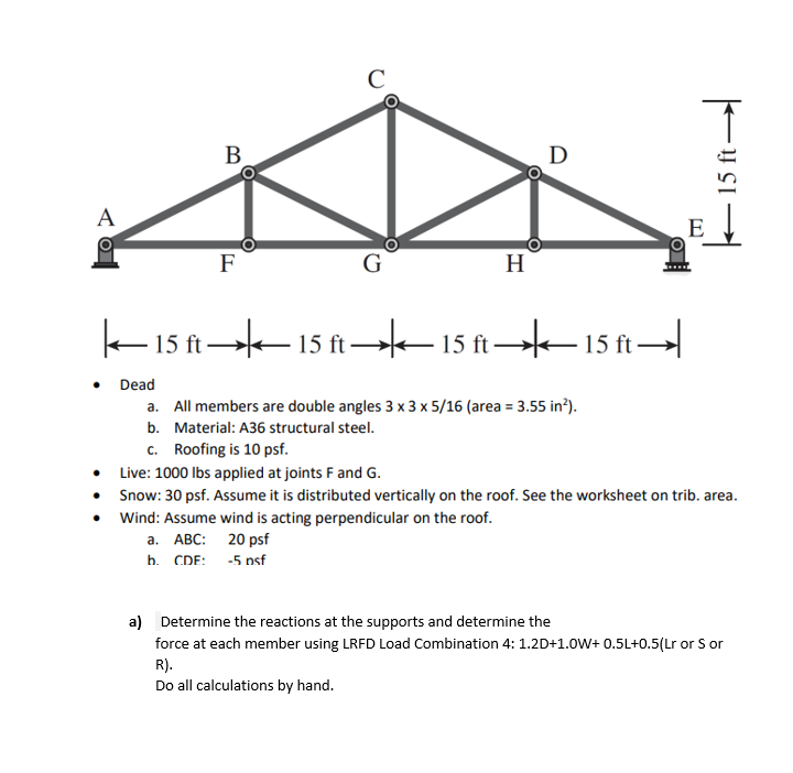 a. All members are double angles 3×3×5/16( area =3.55 | Chegg.com