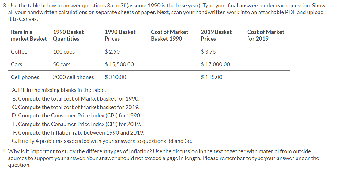 Solved 3. Use the table below to answer questions 3a to 3f | Chegg.com