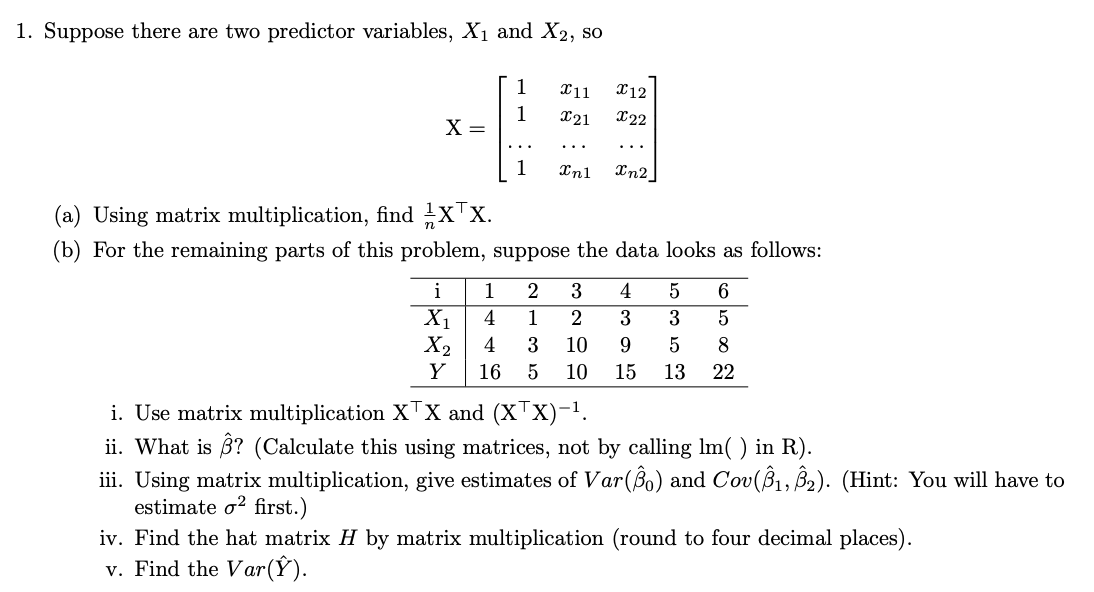 Solved 1. Suppose there are two predictor variables, X1 and | Chegg.com