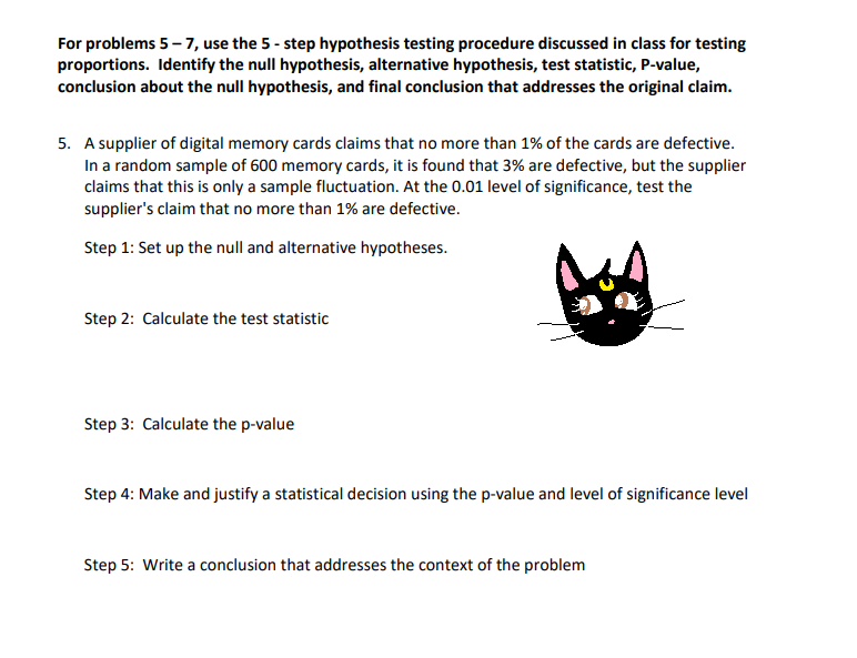 Solved For problems 5-7, use the 5 - step hypothesis testing | Chegg.com