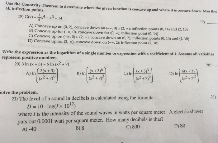 Solved Use the Concavity Theorem to determine where the | Chegg.com