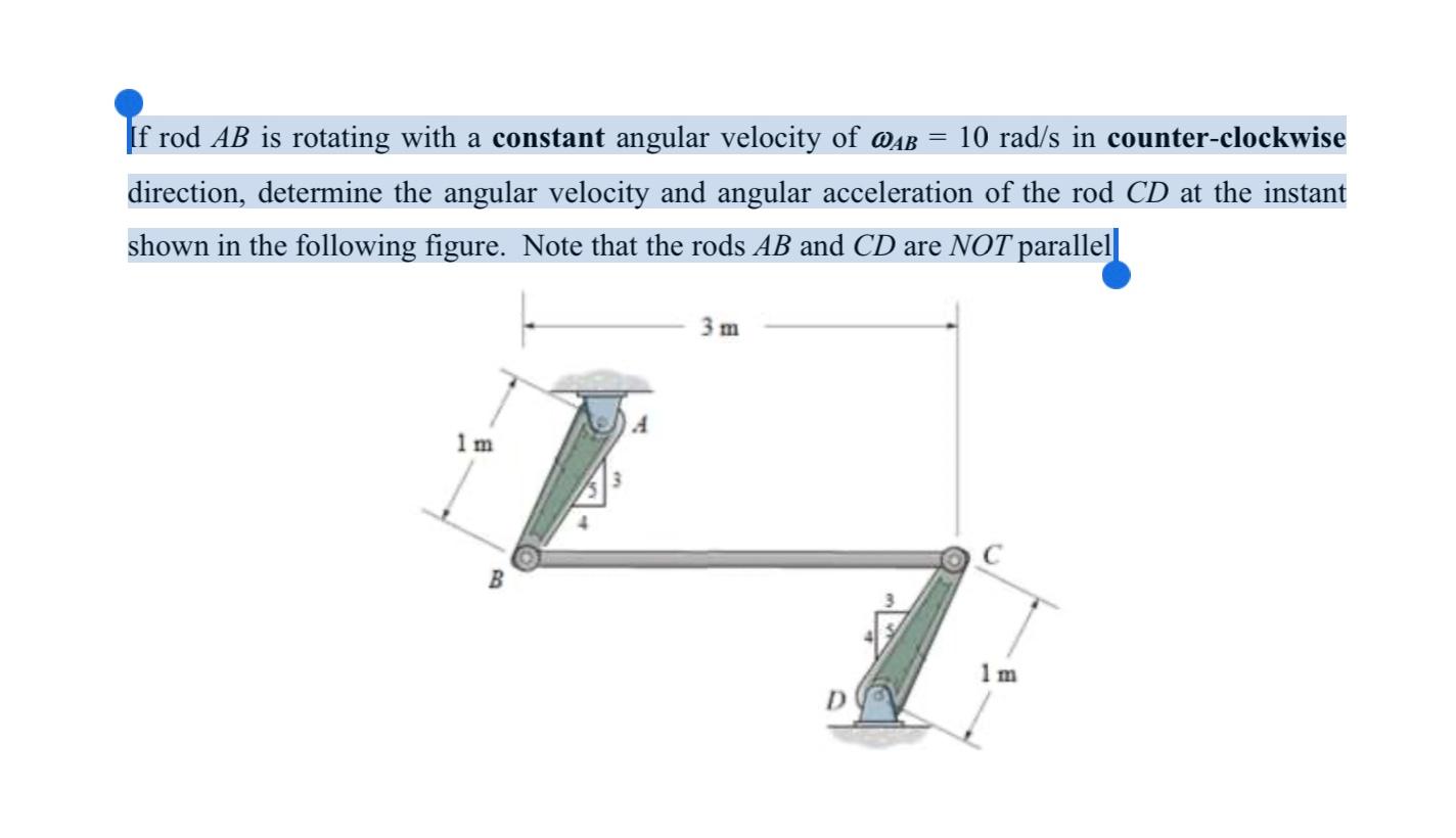 Solved = If rod AB is rotating with a constant angular | Chegg.com