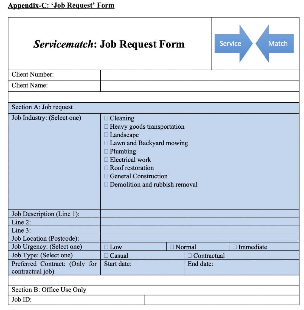Solved Appendix-A: ‘Client Registration’ Form Servicematch: | Chegg.com
