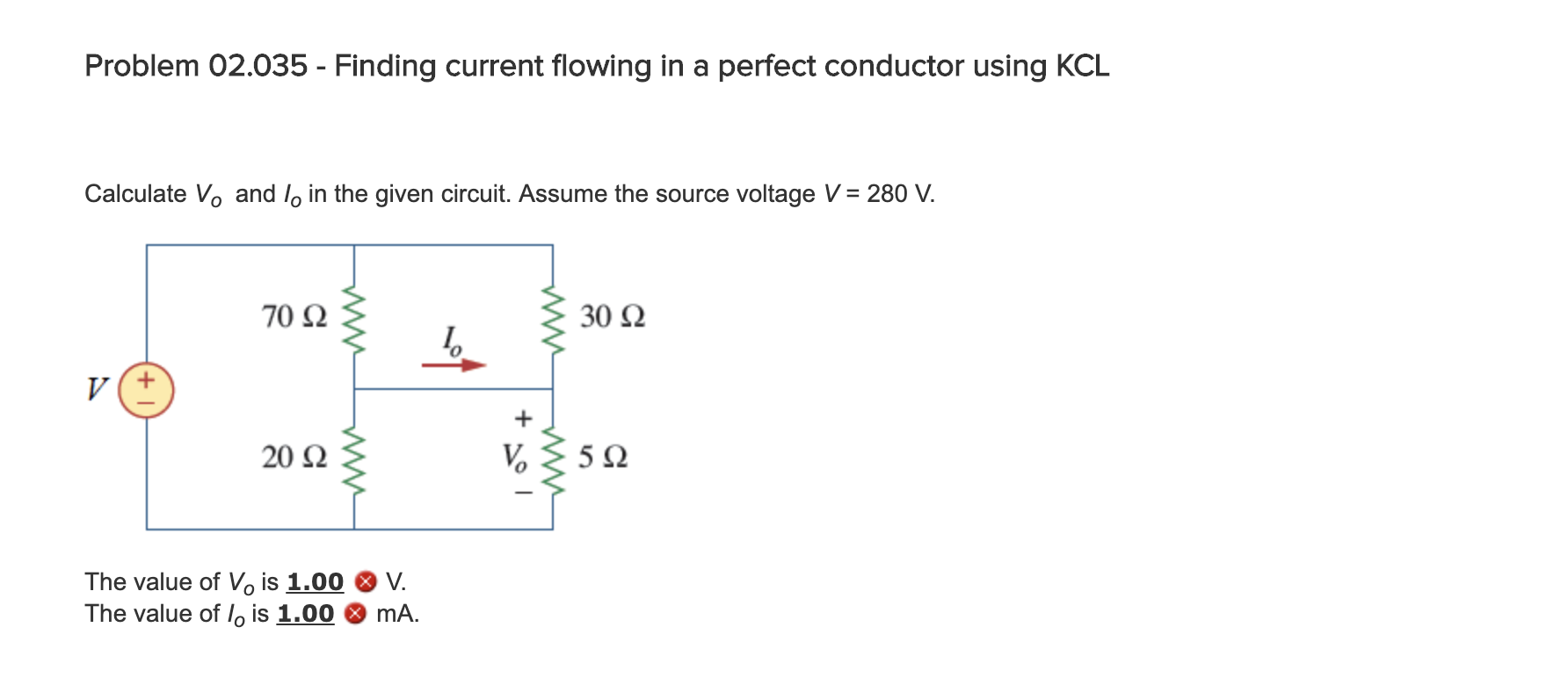 Solved Problem 02.035 - Finding current flowing in a perfect | Chegg.com