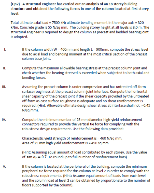 (Q12) A structural engineer has carried out an | Chegg.com