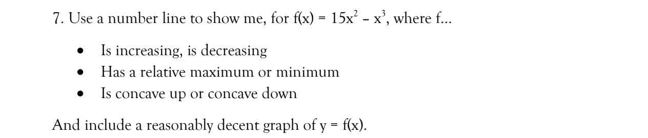 Solved 7. Use a number line to show me, for f(x)=15x2−x3, | Chegg.com