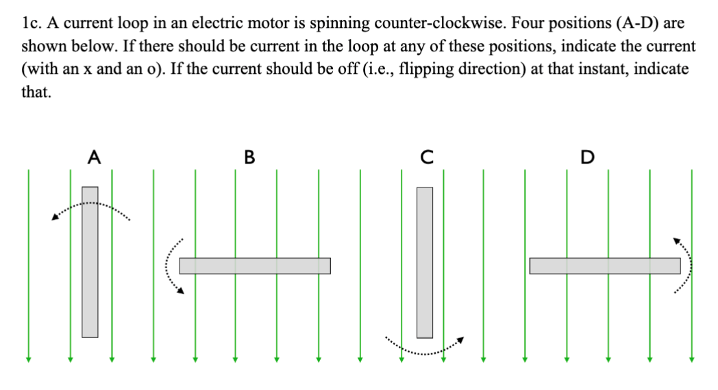 1c. A current loop in an electric motor is spinning | Chegg.com