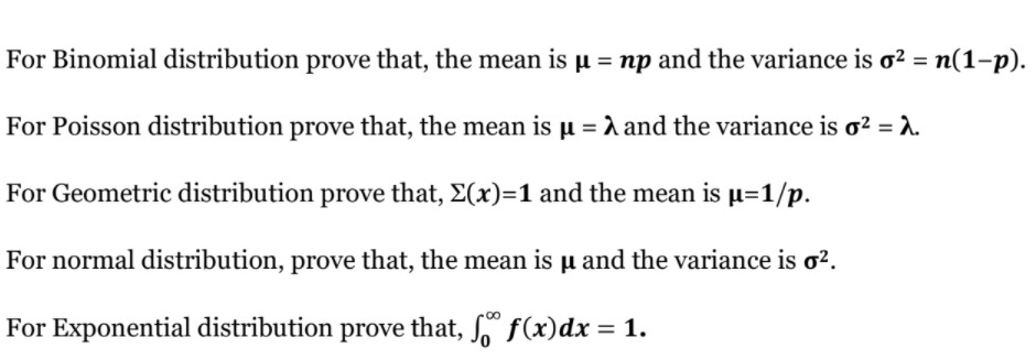 Solved For Binomial Distribution Prove That The Mean Is U 9552