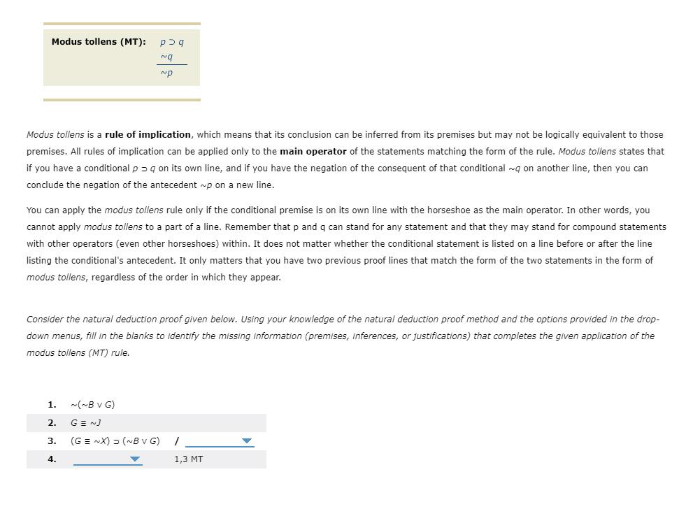 Solved Modus tollens (MT): !כט р Modus tollens is a rule of | Chegg.com