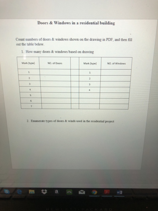 Doors& Windows in a residential building Count | Chegg.com