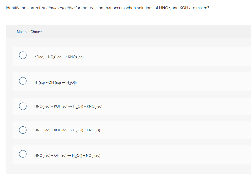 Solved Identify the correct net ionic equation for the | Chegg.com
