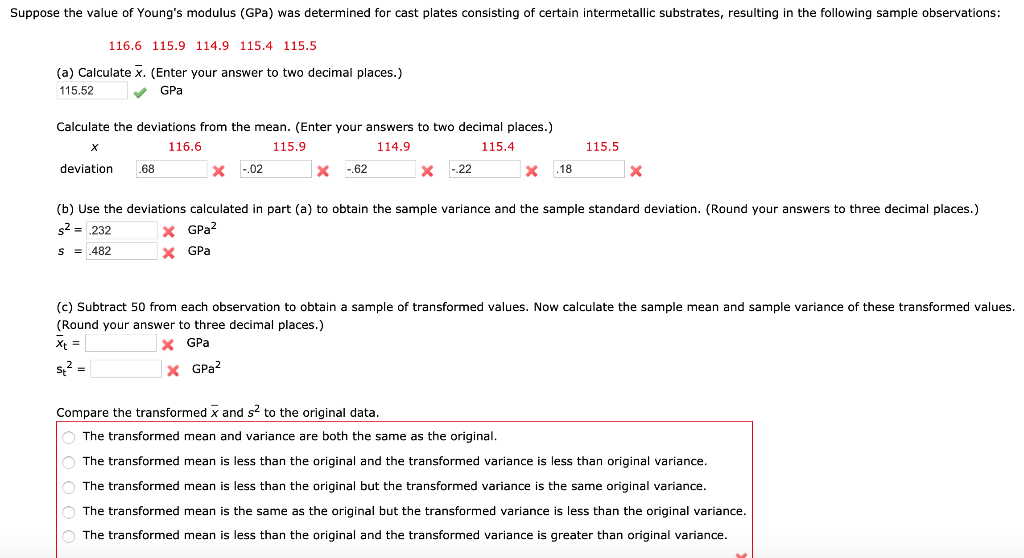 Solved Suppose the value of Young's modulus (GPa) was | Chegg.com
