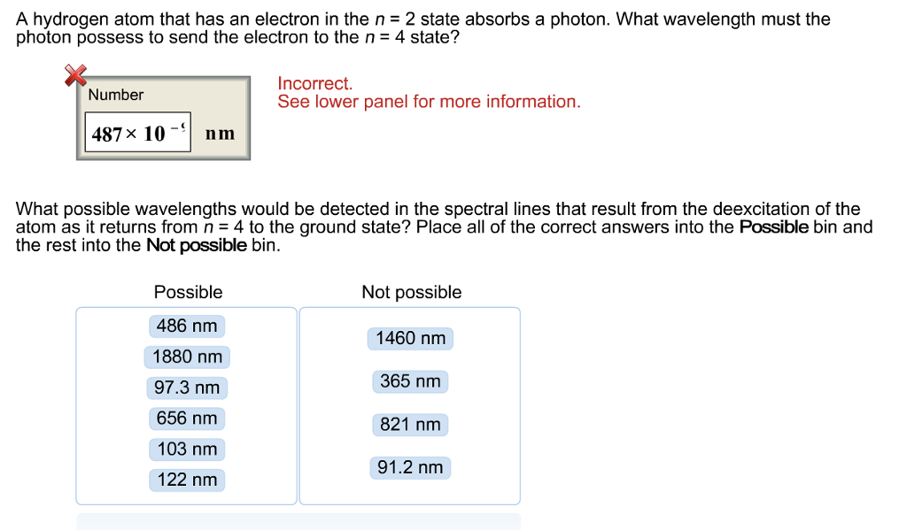 Solved A Hydrogen Atom That Has An Electron Inthe N 2 State