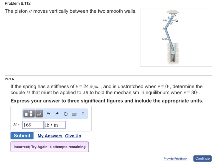 Solved Problem 6.112 The piston c moves vertically between | Chegg.com