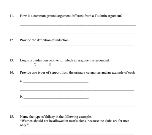 Solved 11. How is a common ground argument different from a | Chegg.com