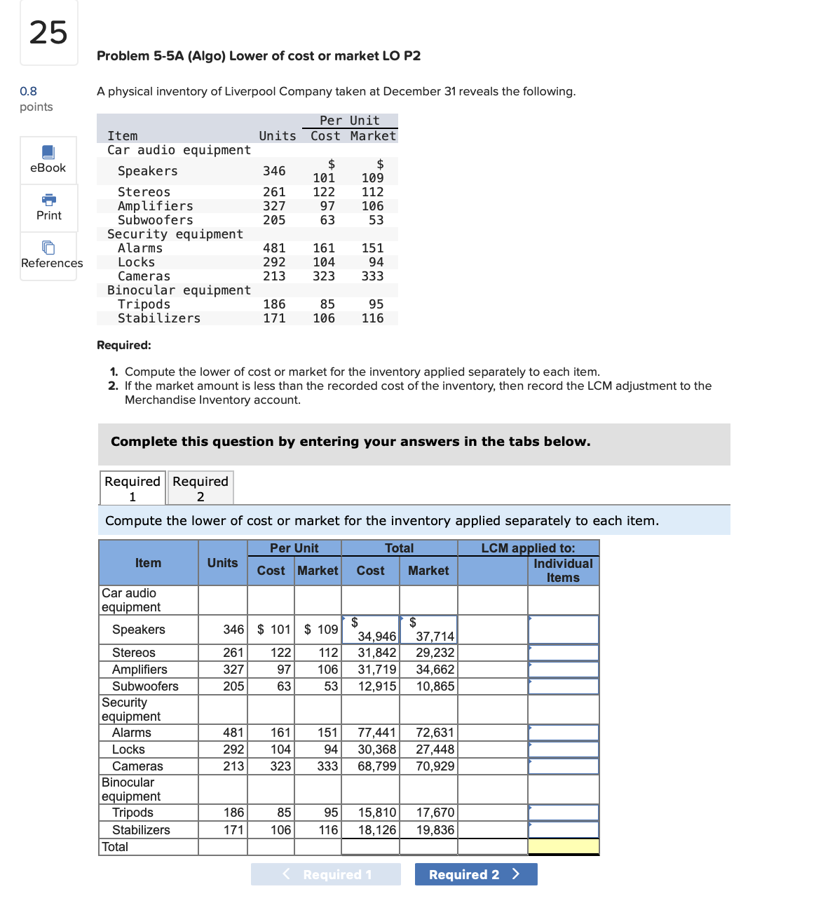 Solved Problem 5-5A (Algo) Lower of cost or market LO P2 A | Chegg.com