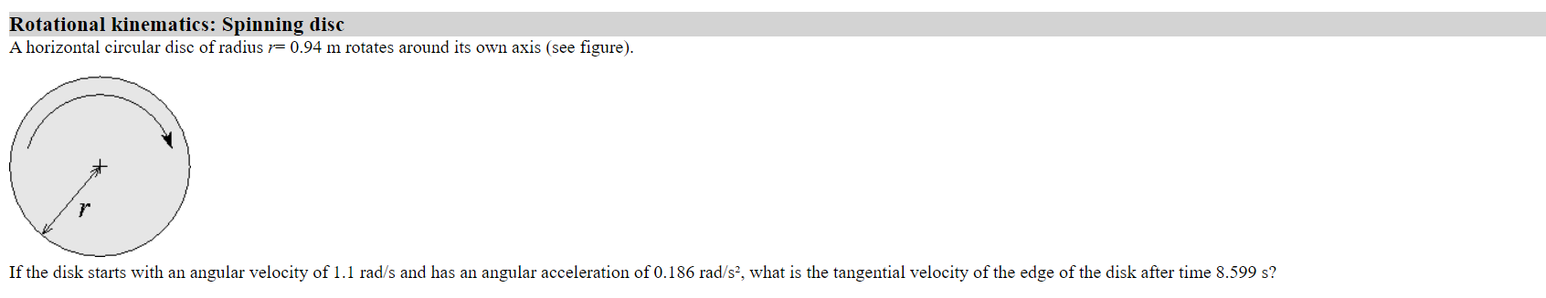 Solved Rotational kinematics: Spinning disc A horizontal | Chegg.com