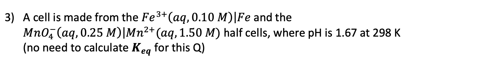 Solved For the following questions: a) Calculate Ecell o for | Chegg.com