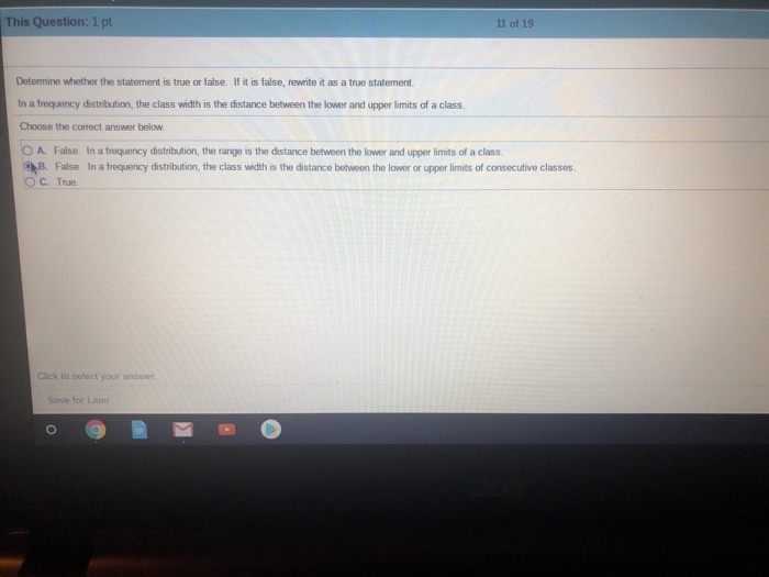 Solved This Question: 1 pt 11 of 19 Determine whether the | Chegg.com