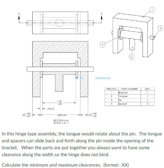 Solved In this hinge type assembly, the tongue would rotate | Chegg.com
