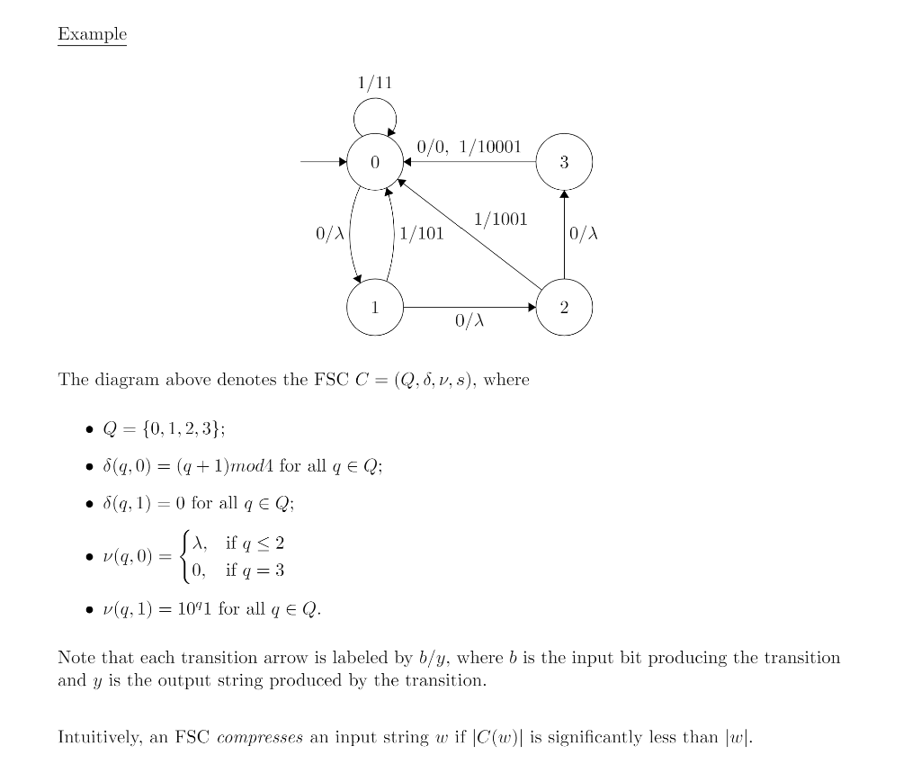 Example 1/11 0/0, 1/10001 0 3 1/1001 0/1 1/101 0/ 1 2 | Chegg.com