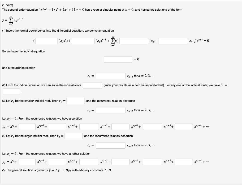 Solved (1 point) The second order equation | Chegg.com