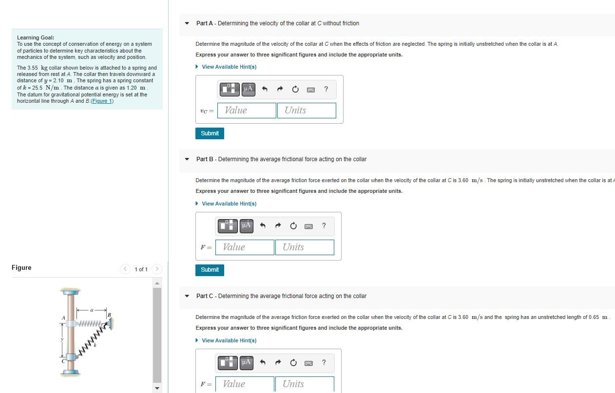 Solved - Part B - Determining the average frictional force | Chegg.com