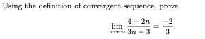 Using the definition of convergent sequence, prove | Chegg.com