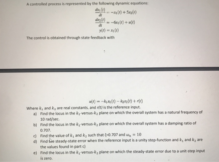 Solved A controlled process is represented by the following | Chegg.com