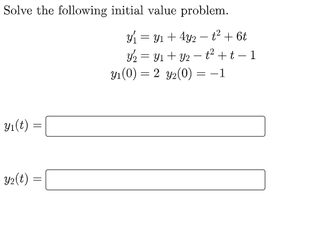Solved Solve the following initial value problem. | Chegg.com