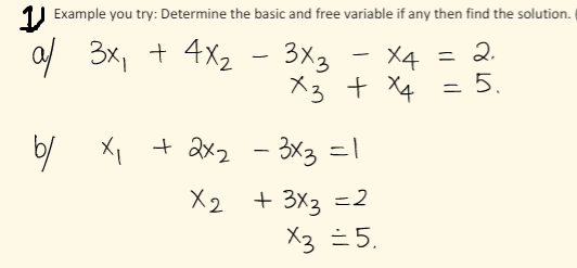 Solved 1 Example you try: Determine the basic and free | Chegg.com