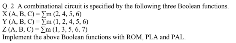 Solved Q. 2 A combinational circuit is specified by the | Chegg.com