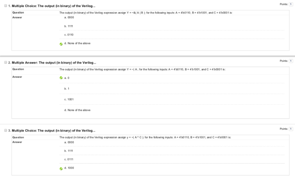 Points:1 6.Multiple Choice: The output (in binary) of | Chegg.com
