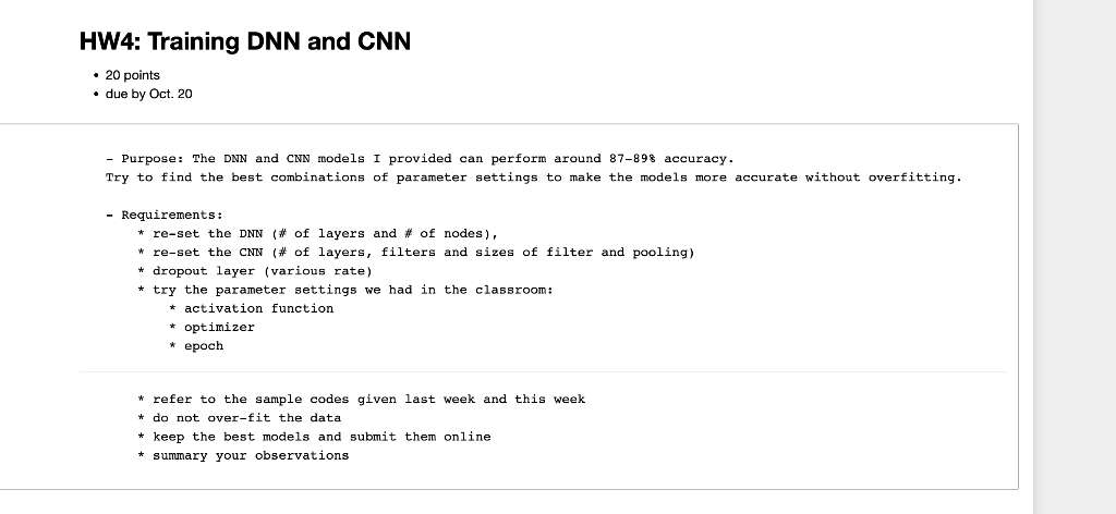 - Purpose: The DNN and CNN models I provided can | Chegg.com