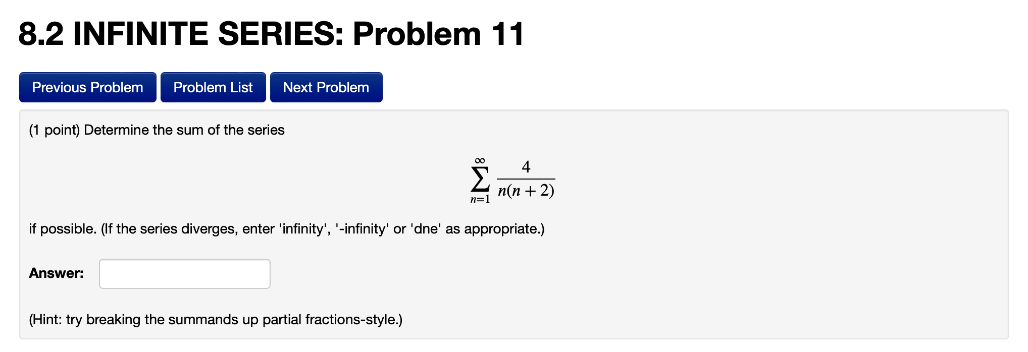 Solved (1 point) Determine the sum of the series | Chegg.com