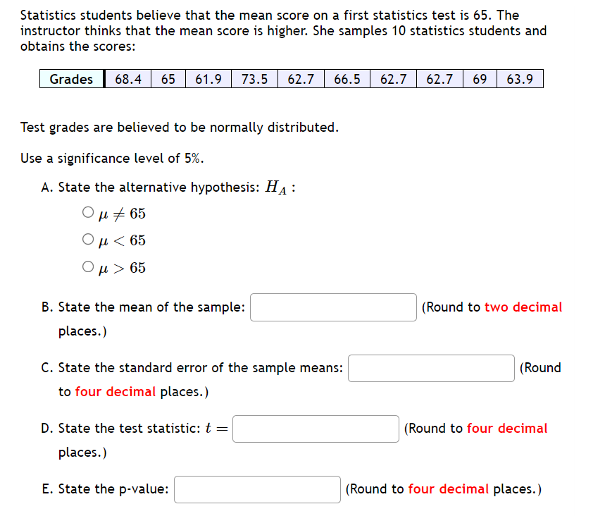 Solved Statistics students believe that the mean score on a | Chegg.com