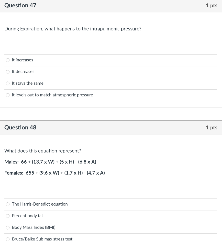 Solved Question 47 1 pts During Expiration, what happens to | Chegg.com