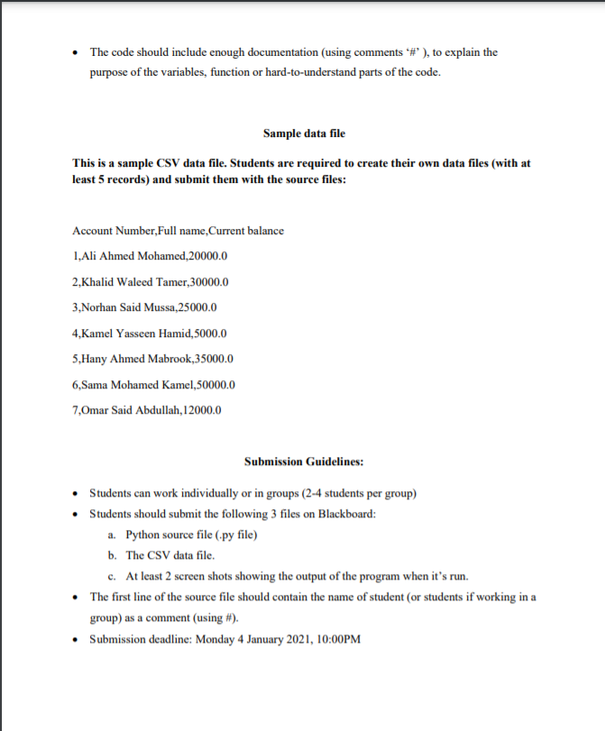 Solved C201: Project Guidelines Using Python to develop a | Chegg.com