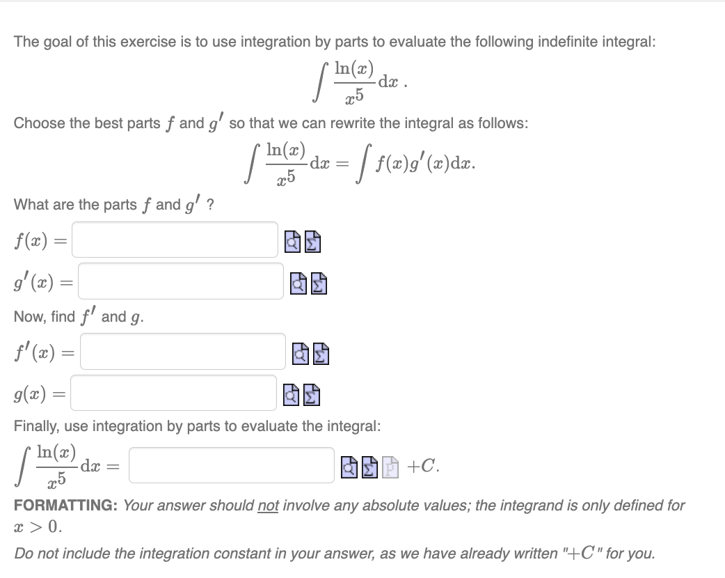 Solved The goal of this exercise is to use integration by | Chegg.com