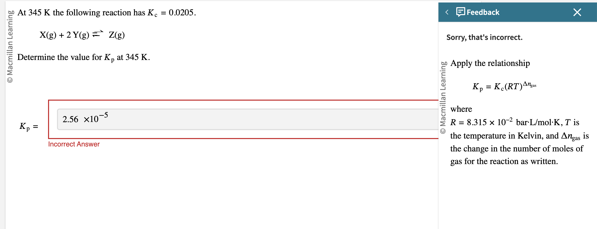 Solved Sorry, that's incorrect.Apply the | Chegg.com