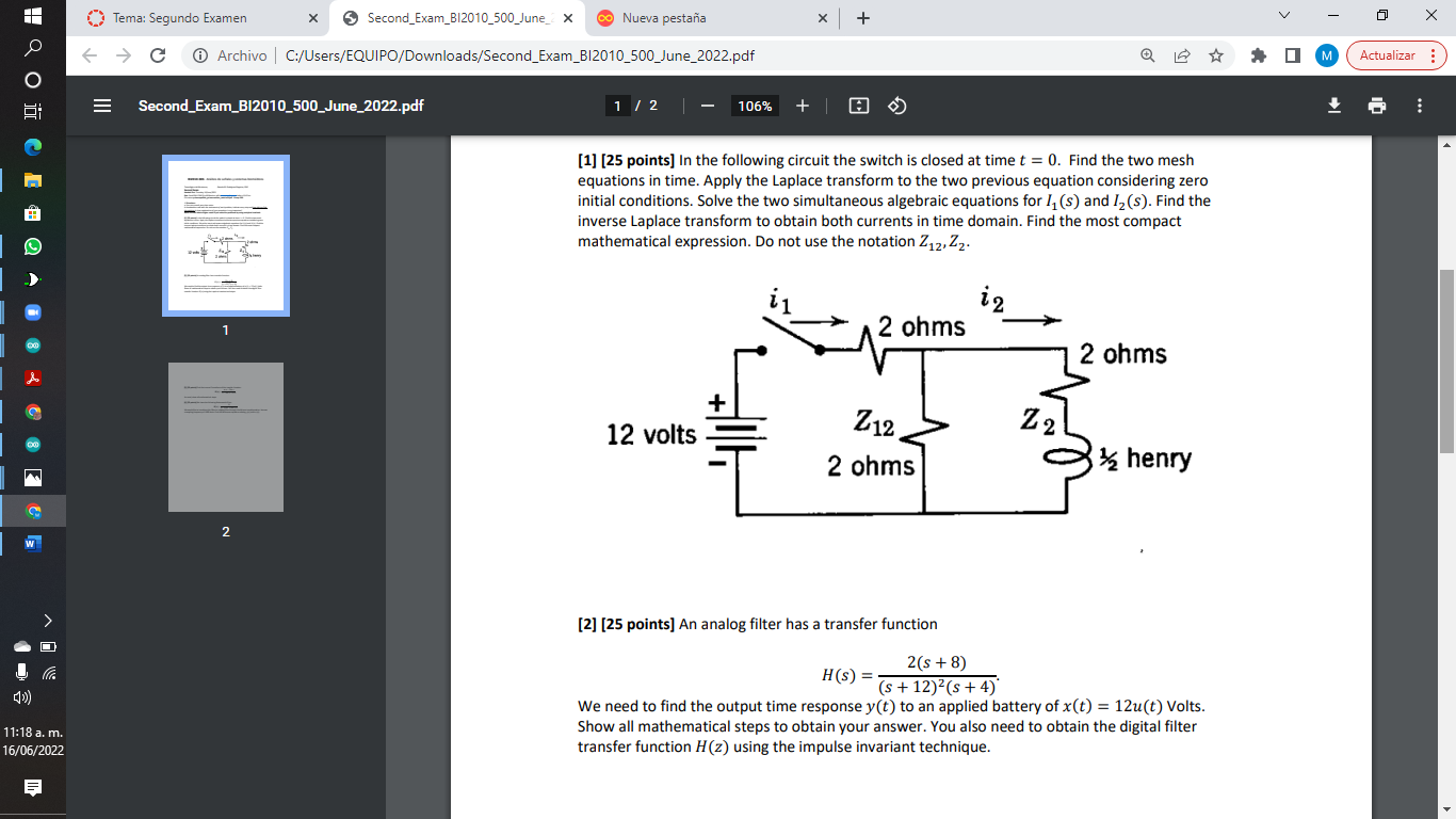 Solved > 4) 11:18 a. m. 16/06/2022 X Second | Chegg.com