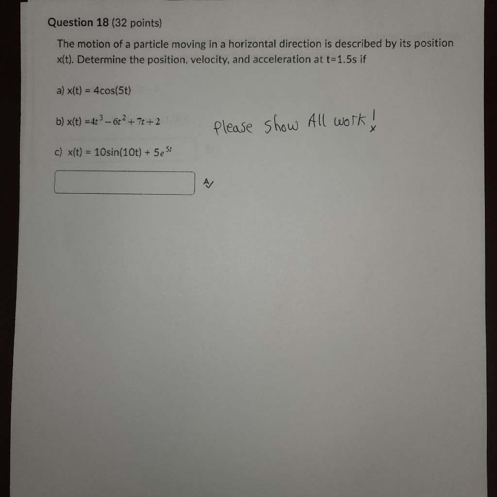 Solved The motion of a particle moving in a horizontal | Chegg.com