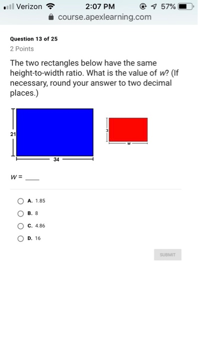 Solved '11 Verizon令 2:07 PM acourse.apexlearning.com | Chegg.com