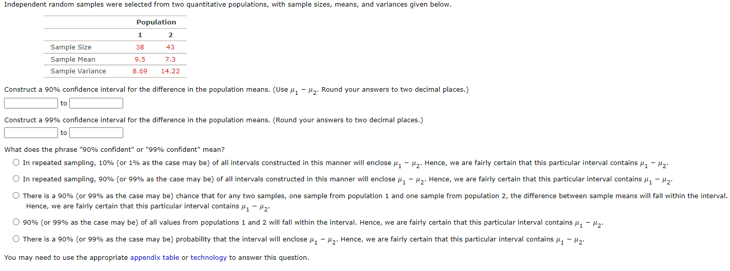 Solved Construct a \90 confidence interval for the | Chegg.com