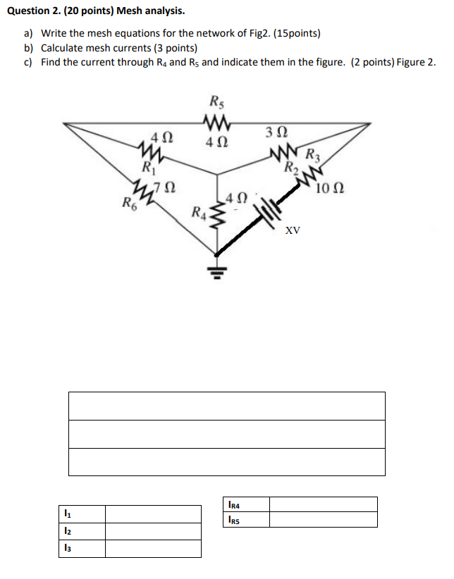 Solved Question 2. (20 points) Mesh analysis. a) Write the | Chegg.com
